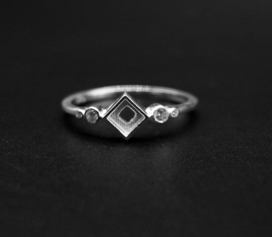 Square Shape 925 Sterling Silver Square Bezel Ring DIY Studded - Etsy