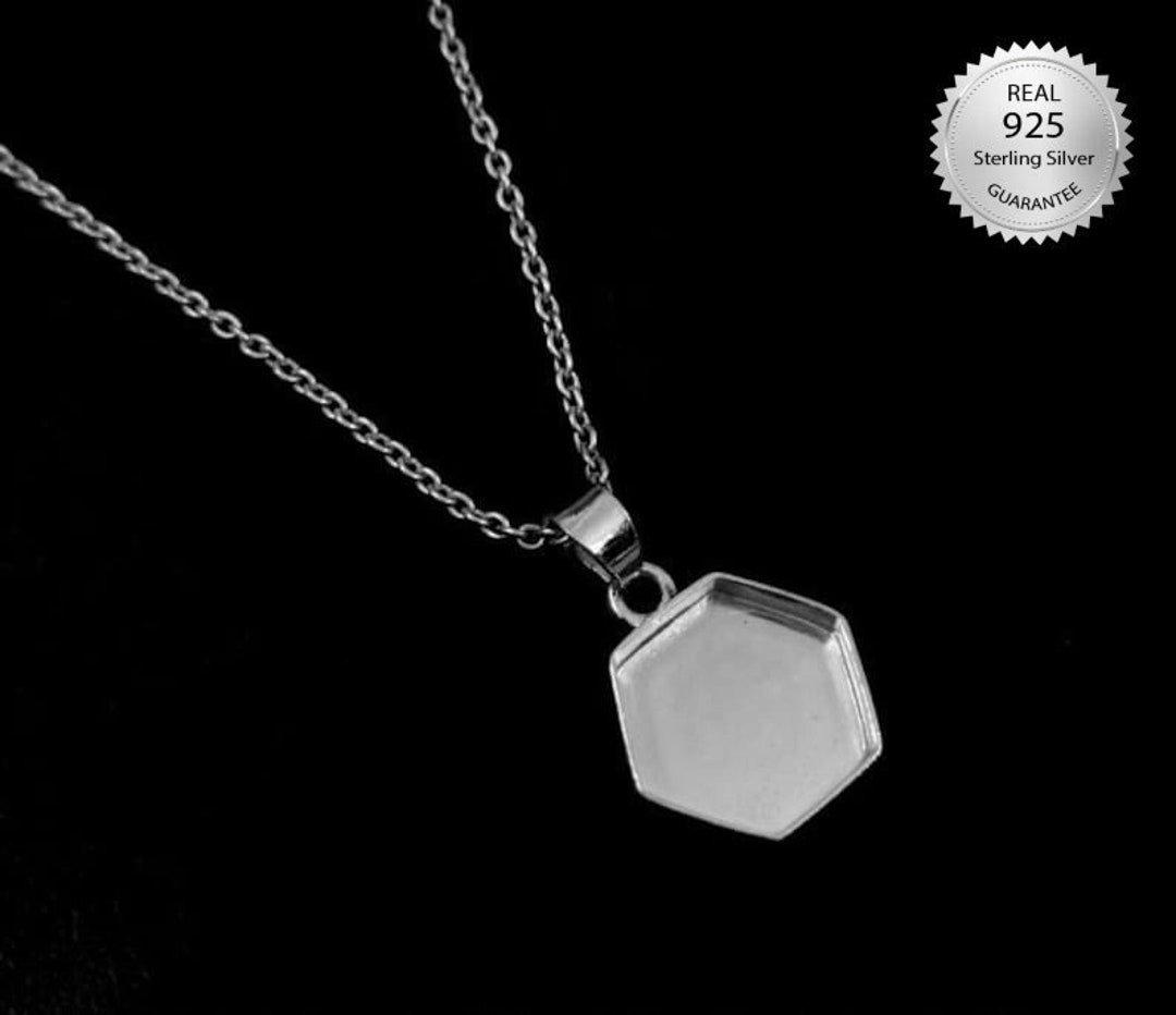 925 Sterling Silver Hexagon Shape Handcrafted Plain Bezel Setting ...