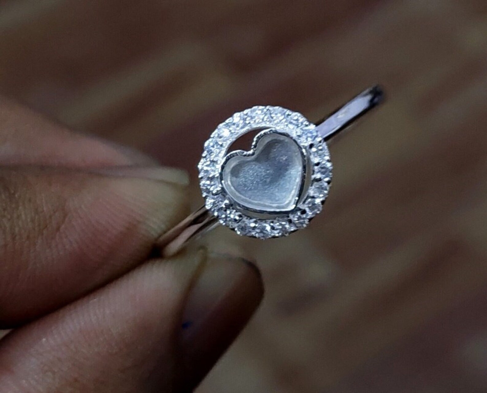 925 Sterling Silver Round Bezel Setting With Small CZ - Etsy