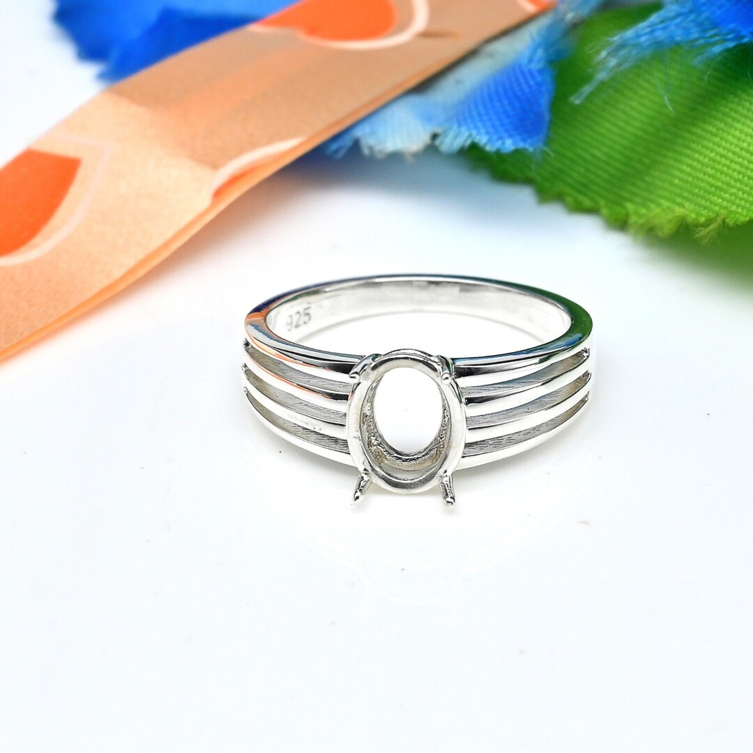 925 Sterling Silver Oval Shape Handcrafted Bezel Ring Blank Bezel ...