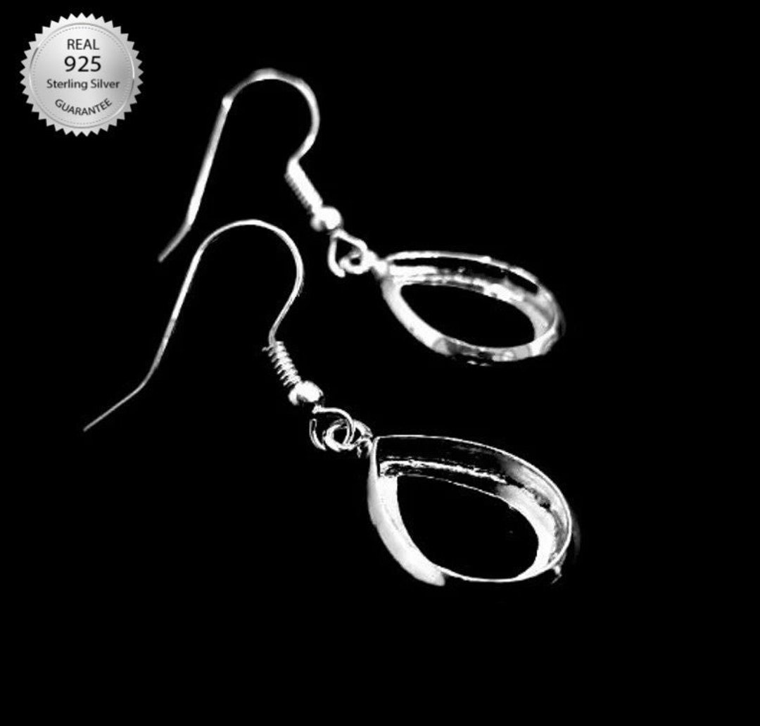 925 Sterling Silver Thick Bezel Cup for Pear Shape Gemstone, Resin Work ...