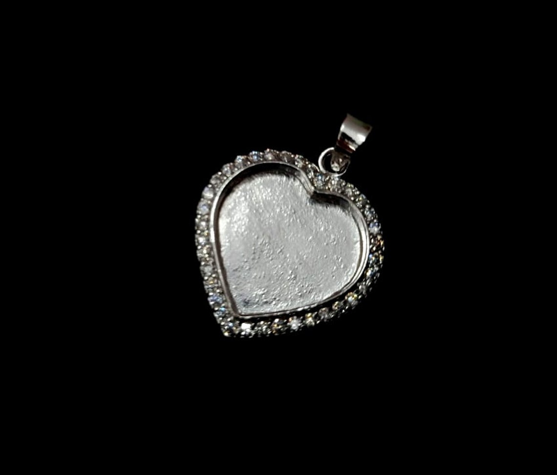 925 Sterling Silver Heart Shape Handcrafted Pendant Bezel - Etsy