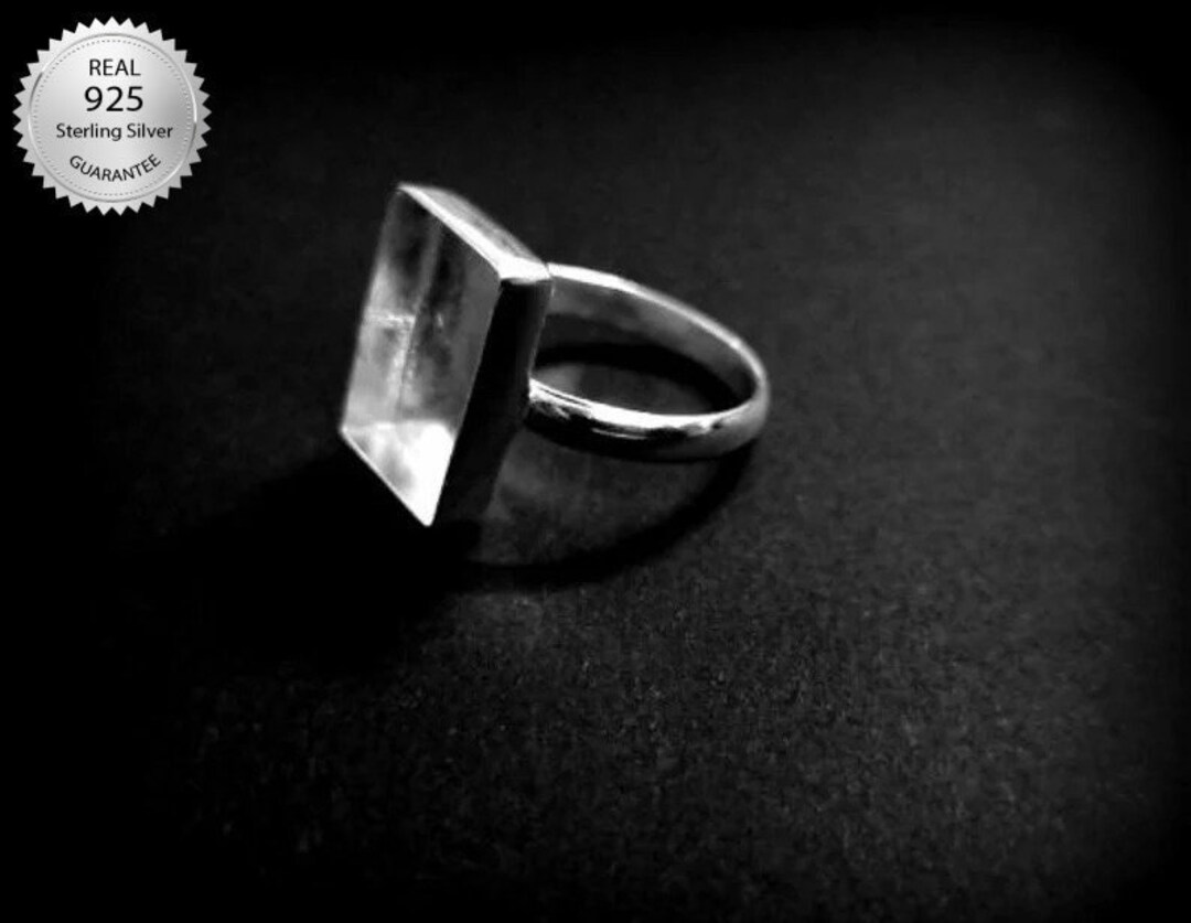 925 Sterling Silver Rectangle Shape Ring Bezel Setting, Blank Rectangle ...