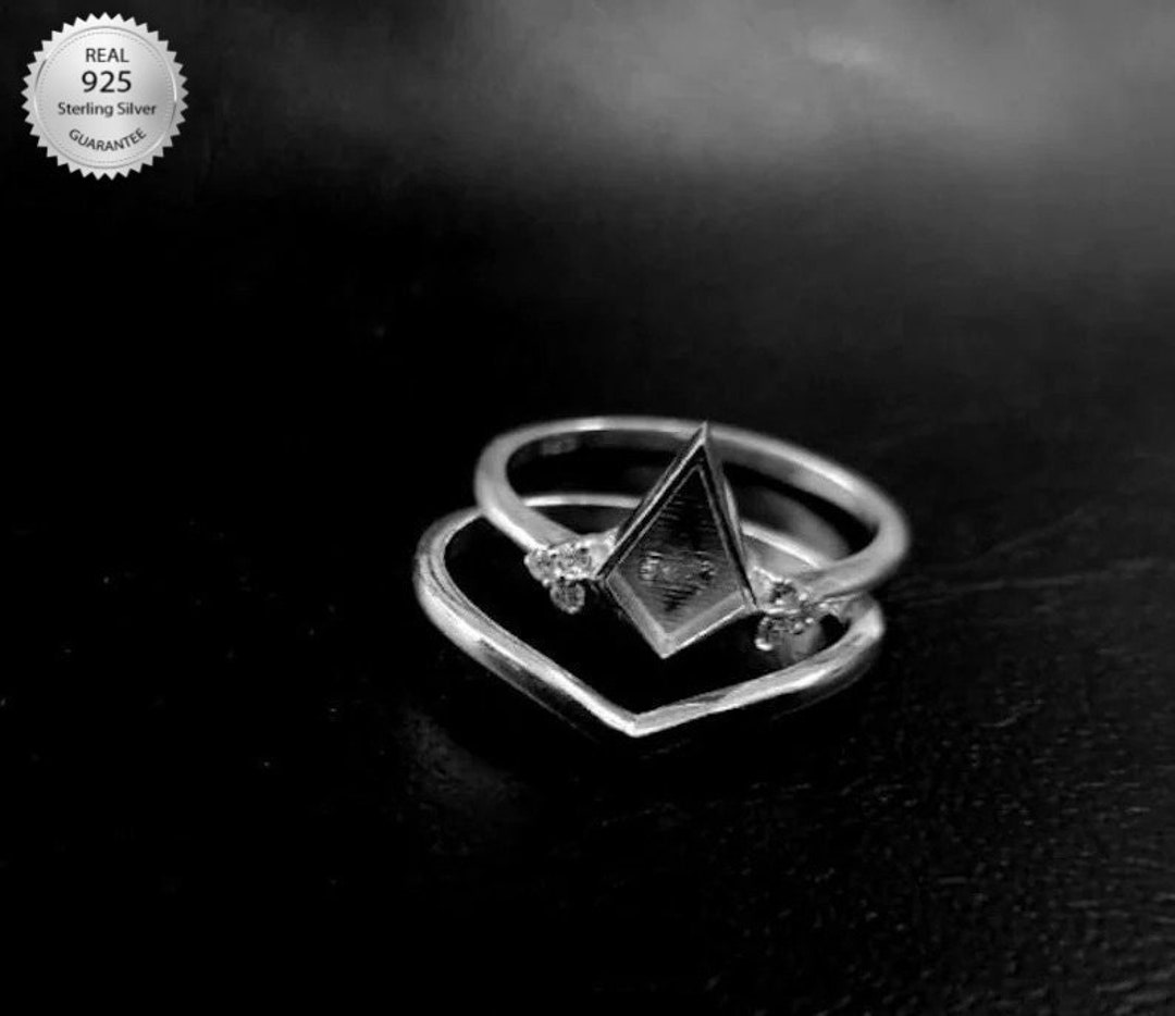 925 Sterling Silver Kite Shape Ring Set DIY Blank Bezel Setting With CZ ...