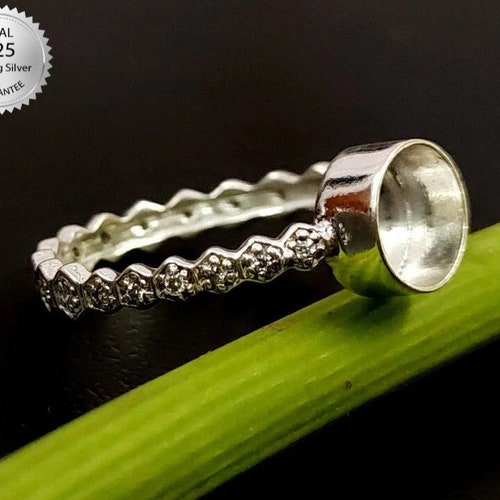 925 Sterling Silver Round Bezel Setting With Small CZ - Etsy