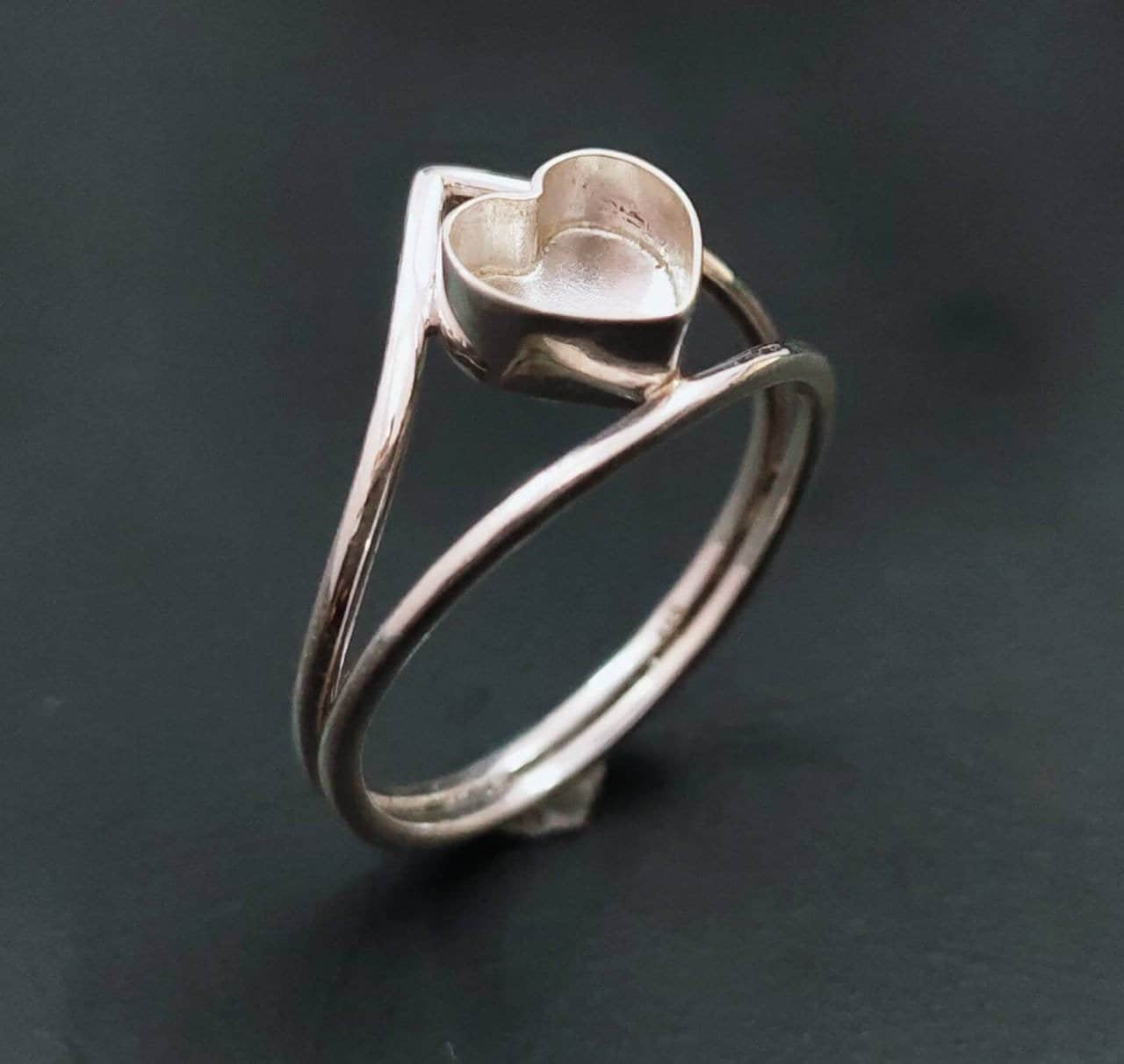925 Sterling Silver Ring Bezel For Heart Shape Gemstone Ring | Etsy