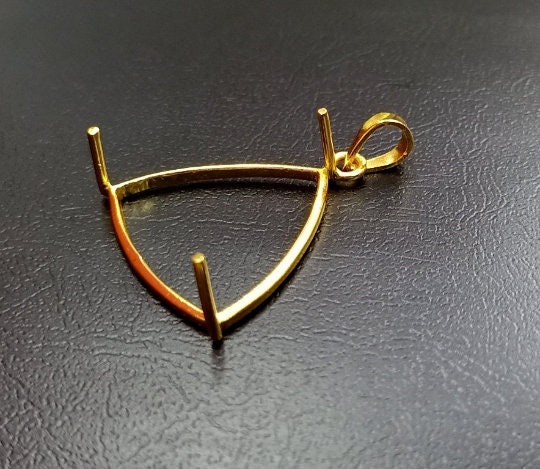 925 Sterling Silver Triangle Shape Prong Pendant Bezel | Etsy