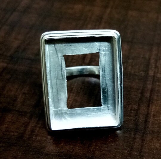 925 Sterling Silver Rectangle Shape Ring Bezel Setting Blank - Etsy