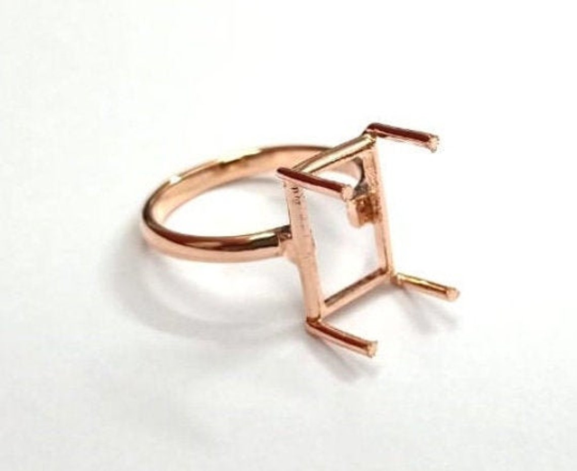 Rose Gold Plated Over 925 Sterling Silver Rectangle Shape Ring | Etsy