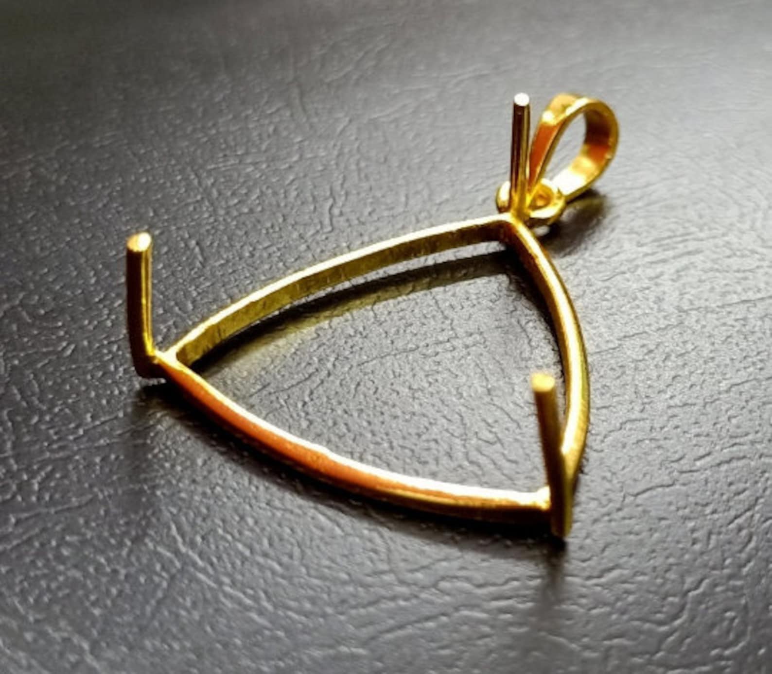 925 Sterling Silver Triangle Shape Prong Pendant Bezel | Etsy