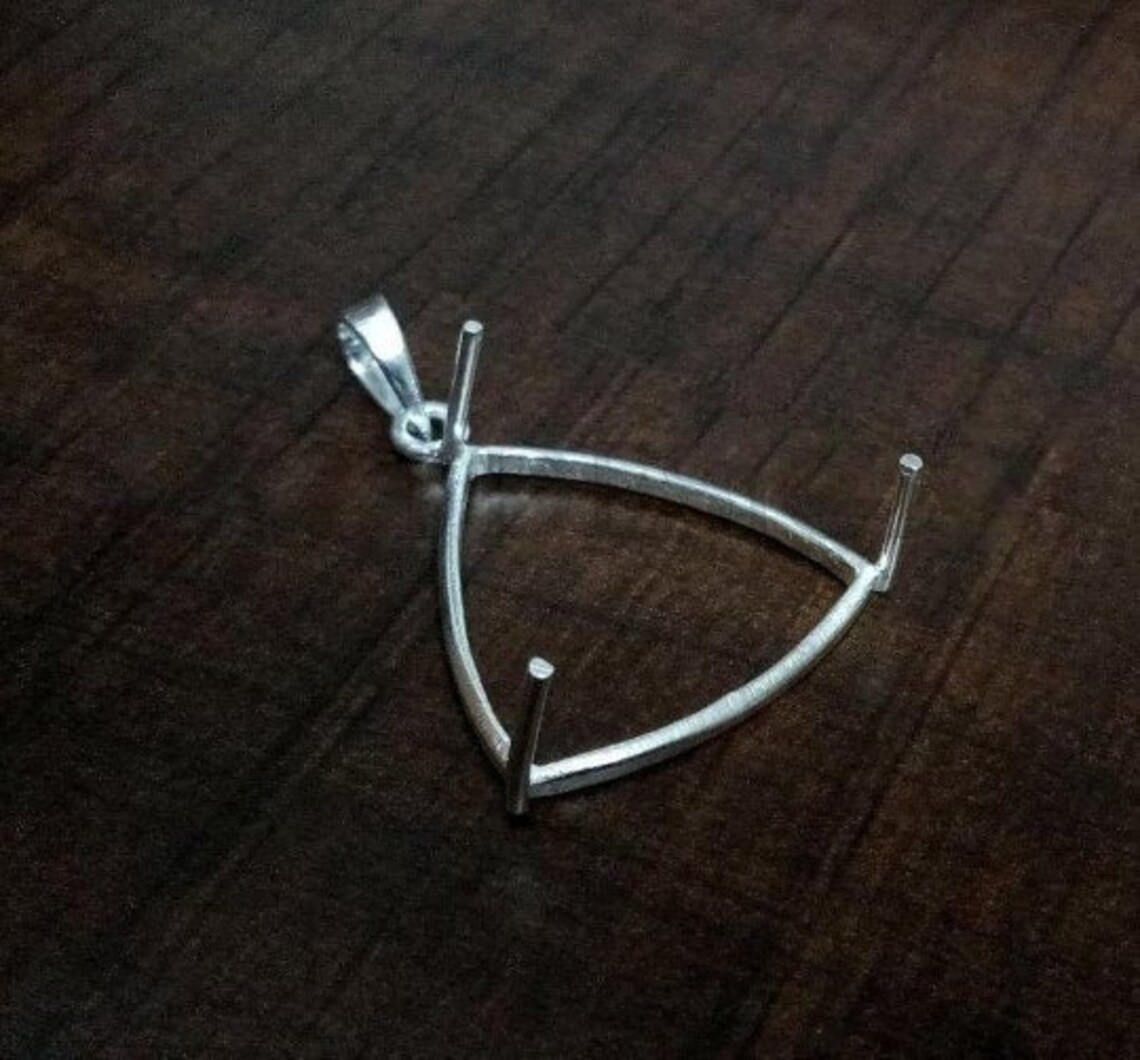 925 Sterling Silver Triangle Shape Prong Pendant Bezel - Etsy