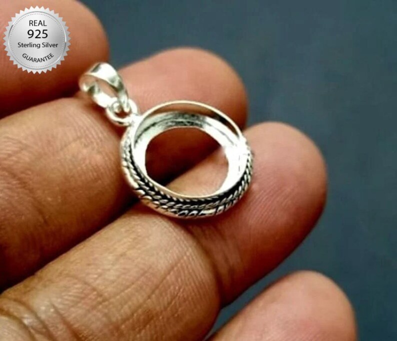 925 Sterling Silver Round Shape Handcrafted Pendant Thick - Etsy