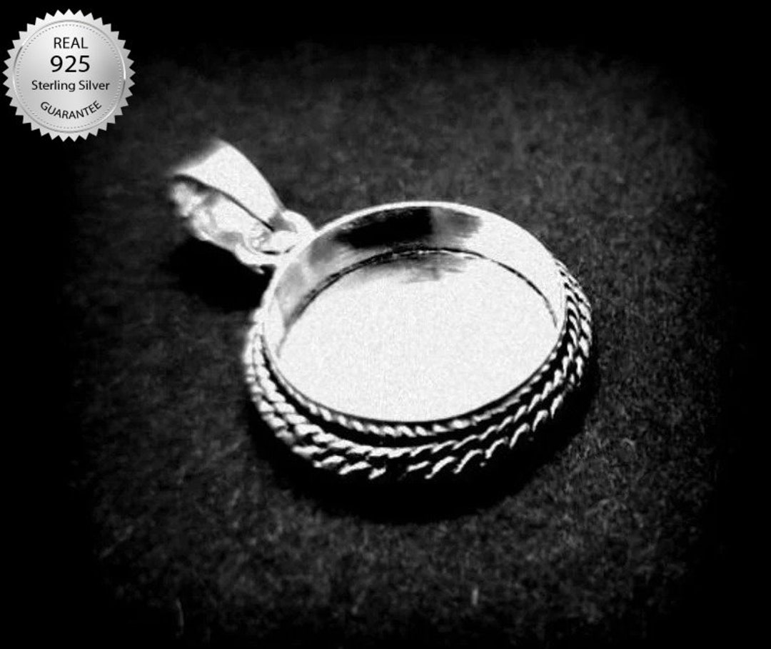 925 Sterling Silver Round Shape Handcrafted Pendant Bezel Setting ...