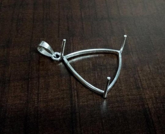 925 Sterling Silver Triangle Shape Prong Pendant Bezel | Etsy