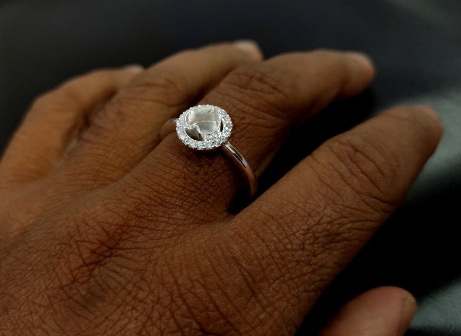 925 Sterling Silver Round Bezel Setting With Small CZ - Etsy