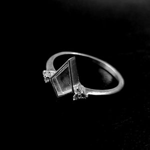 925 Sterling Silver Kite Shape Ring Set DIY Blank Bezel Setting With CZ ...