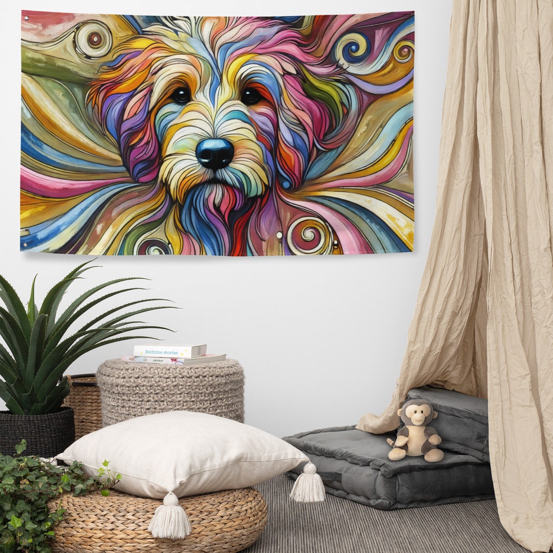 Vibrant Goldendoodle Abstract Art Colorful Dog Design for Home Decor ...