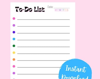 To Do List - Hand-drawn Rainbow Design With Check Boxes - Etsy