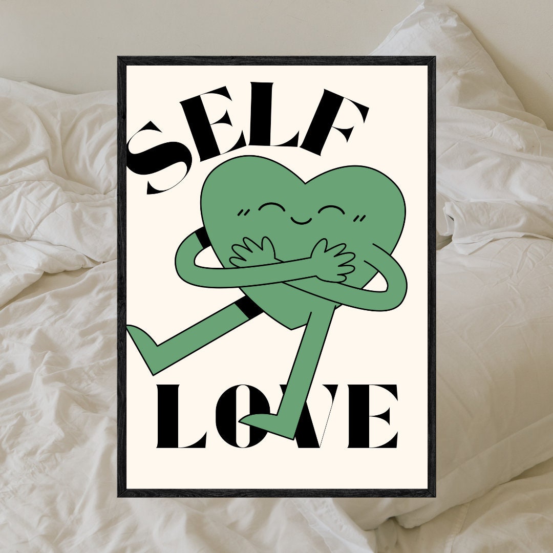 NEW Green & Black "self Love" Heart Digital Print - Etsy