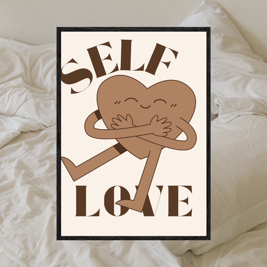 NEW Brown "self Love" Heart Digital Print - Etsy