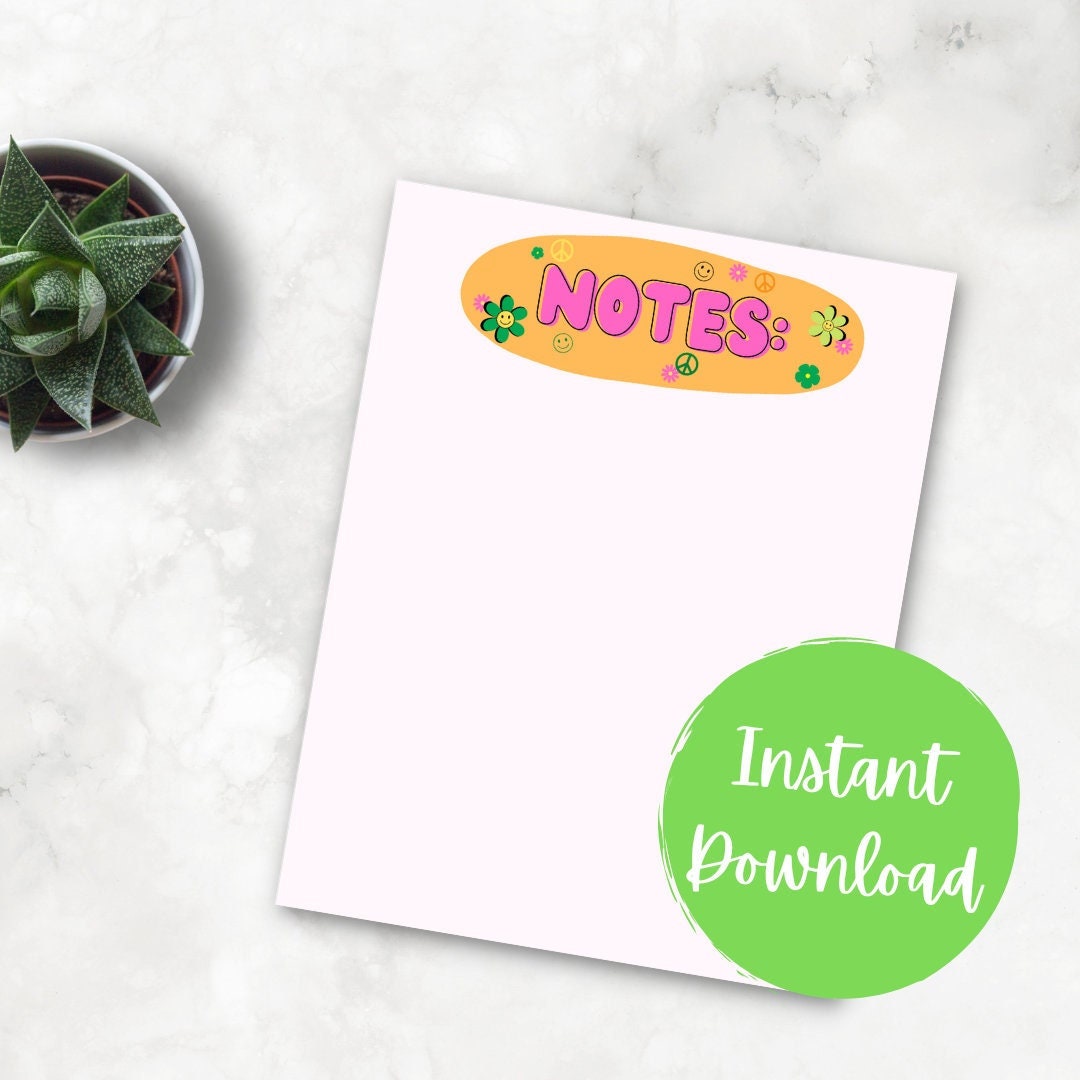 Downloadable Retro Notes List - Etsy