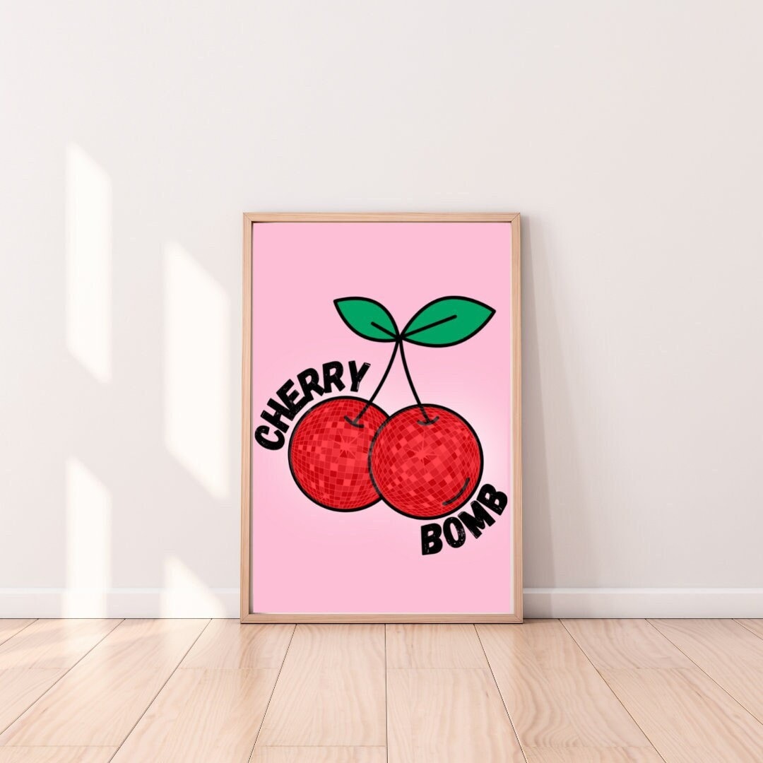 NEW Pink Disco "cherry Bomb" Digital Print - Etsy