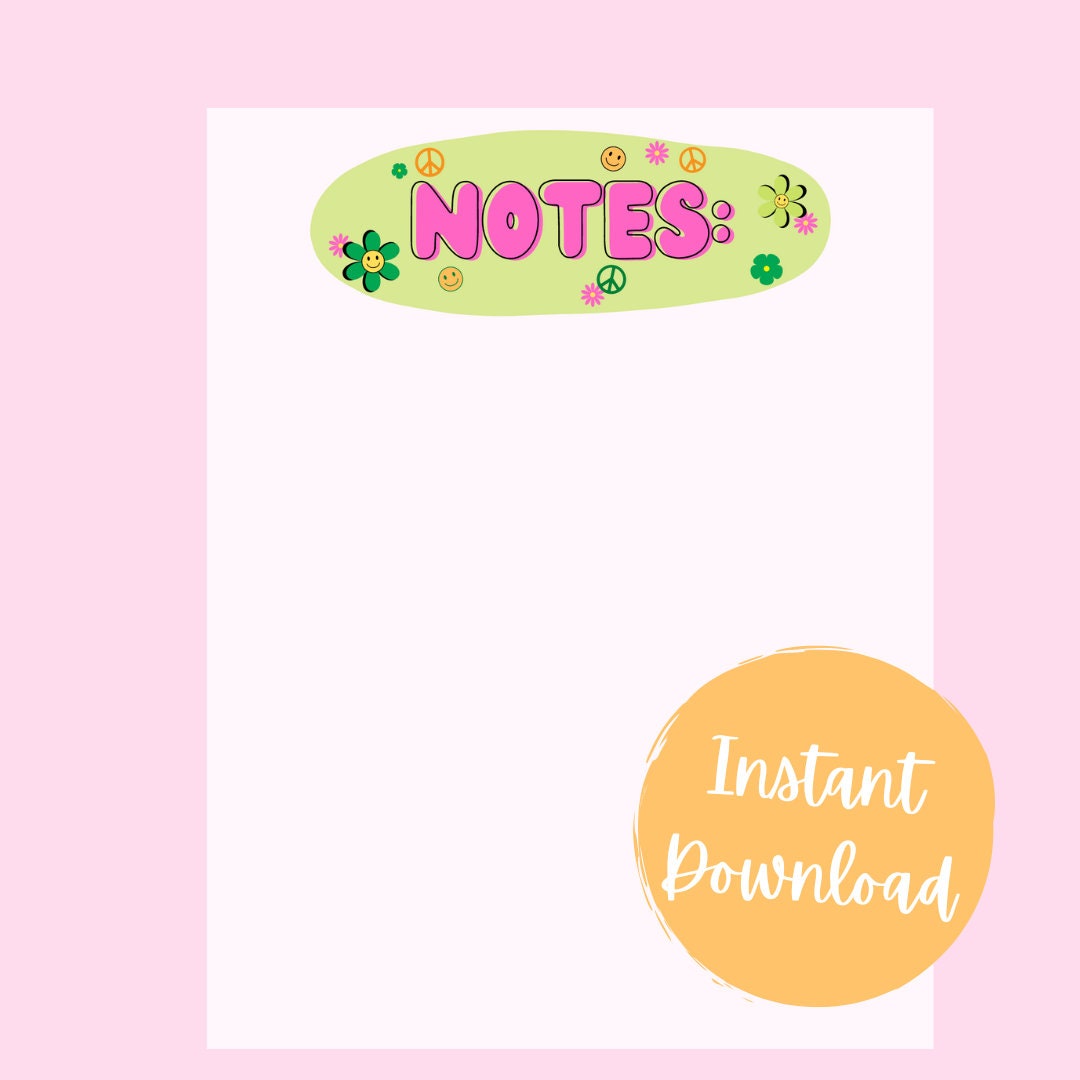Downloadable Retro Notes List - Etsy