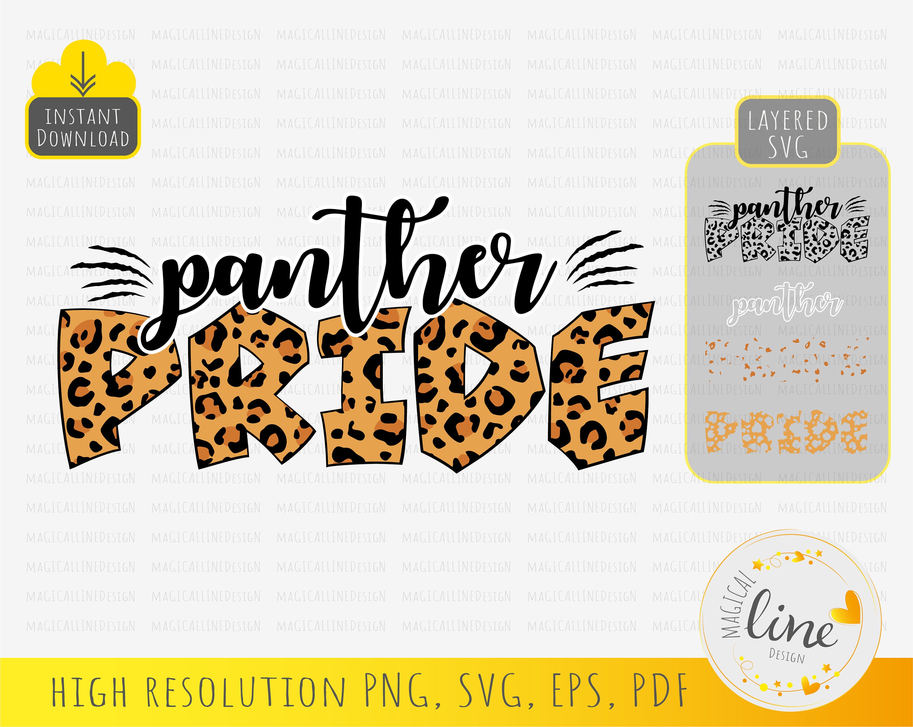 Panther Pride Svg, Panther Png, Panther Leopard Mascot Clipart, Claw ...