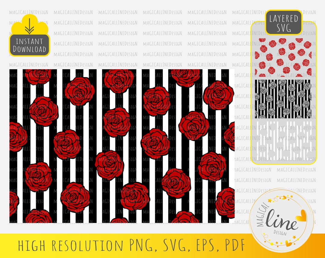 Patrón de rosas rojas svg, patrón de rayas y rosas, eps de fondo de ...