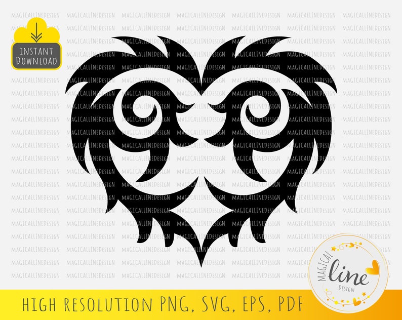 Tribal Heart Svg, Heart Stencil, Valentines Day, Tribal Tattoo Eps ...
