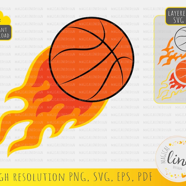 Basketball Flame Svg - Etsy