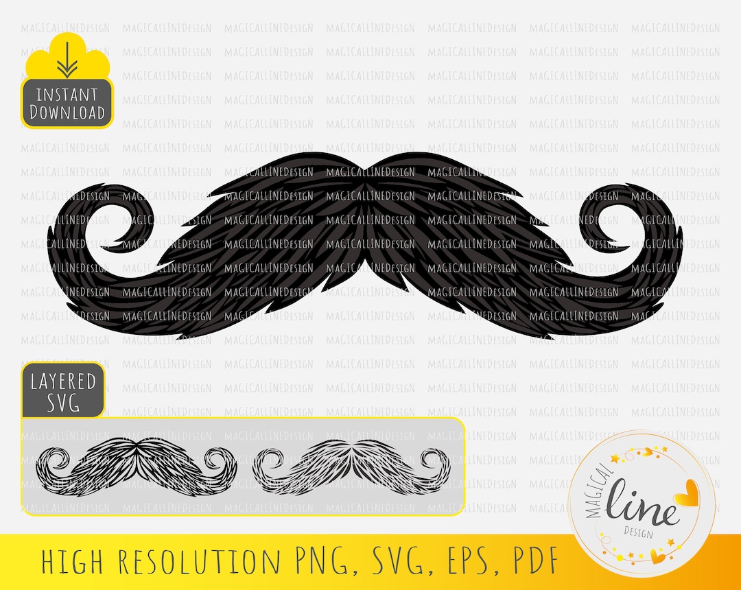 Mustache Svg Handlebar Moustache Eps Hipster Mustache Svg - Etsy