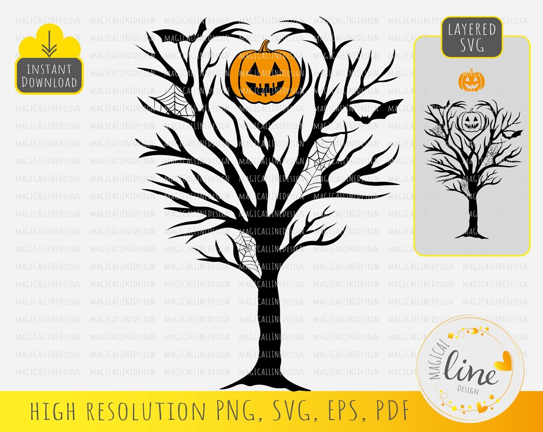 Halloween Tree Svg, Spooky Tree Vector, Dead Tree Svg, Creepy Tree Eps ...