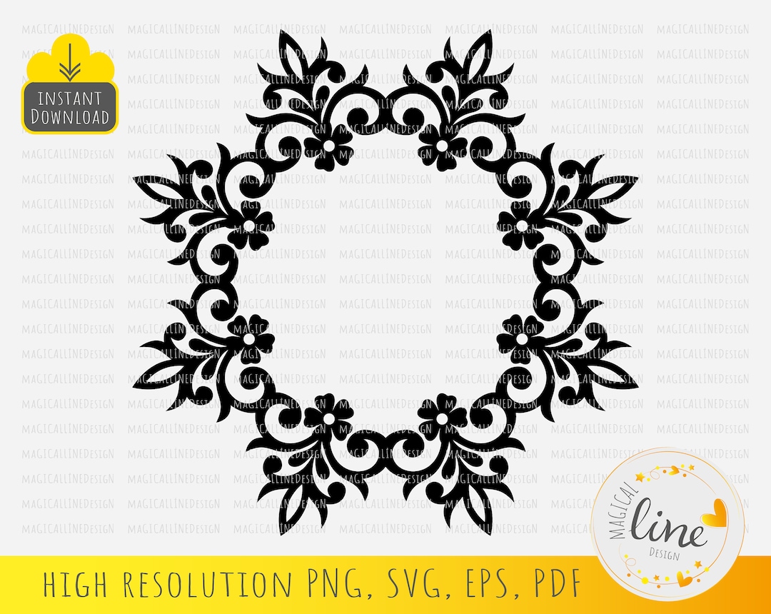 Baroque Wreath Svg, Victorian Frame Svg, Damask Frame Eps, Ornamental ...