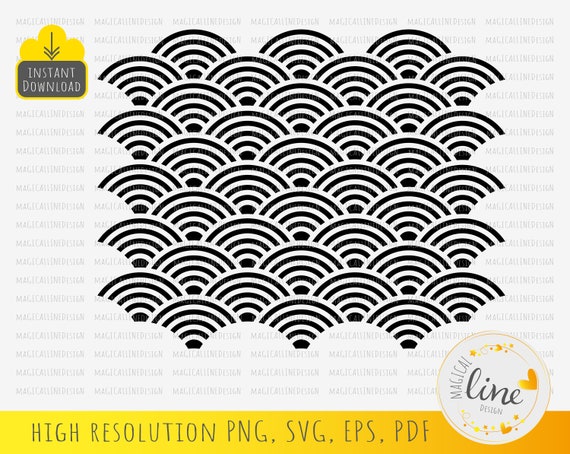 Japanese Wave Svg Scallop Seamless Stencil Sea Wave Pattern | Etsy