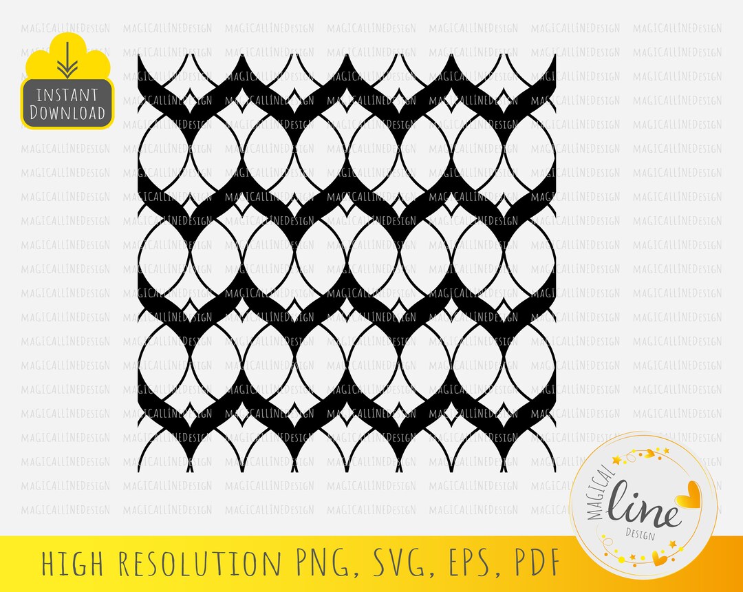 Interlocking Geometric Pattern SVG: Fish Tail Tile, Seamless Texture ...