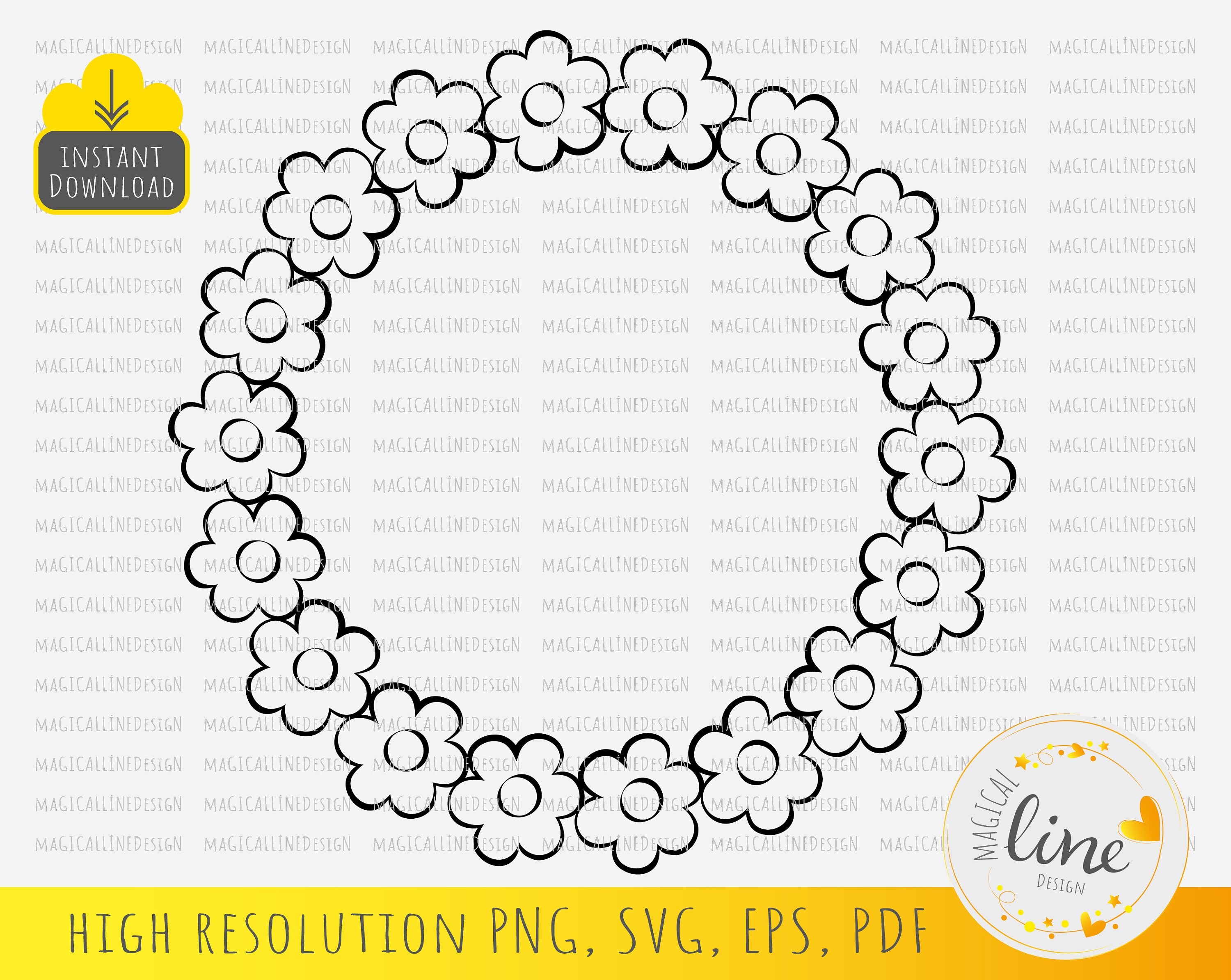 Daisy Wreath Svg, Daisy Frame Svg, Daisy Vector, Frame Stencil ...