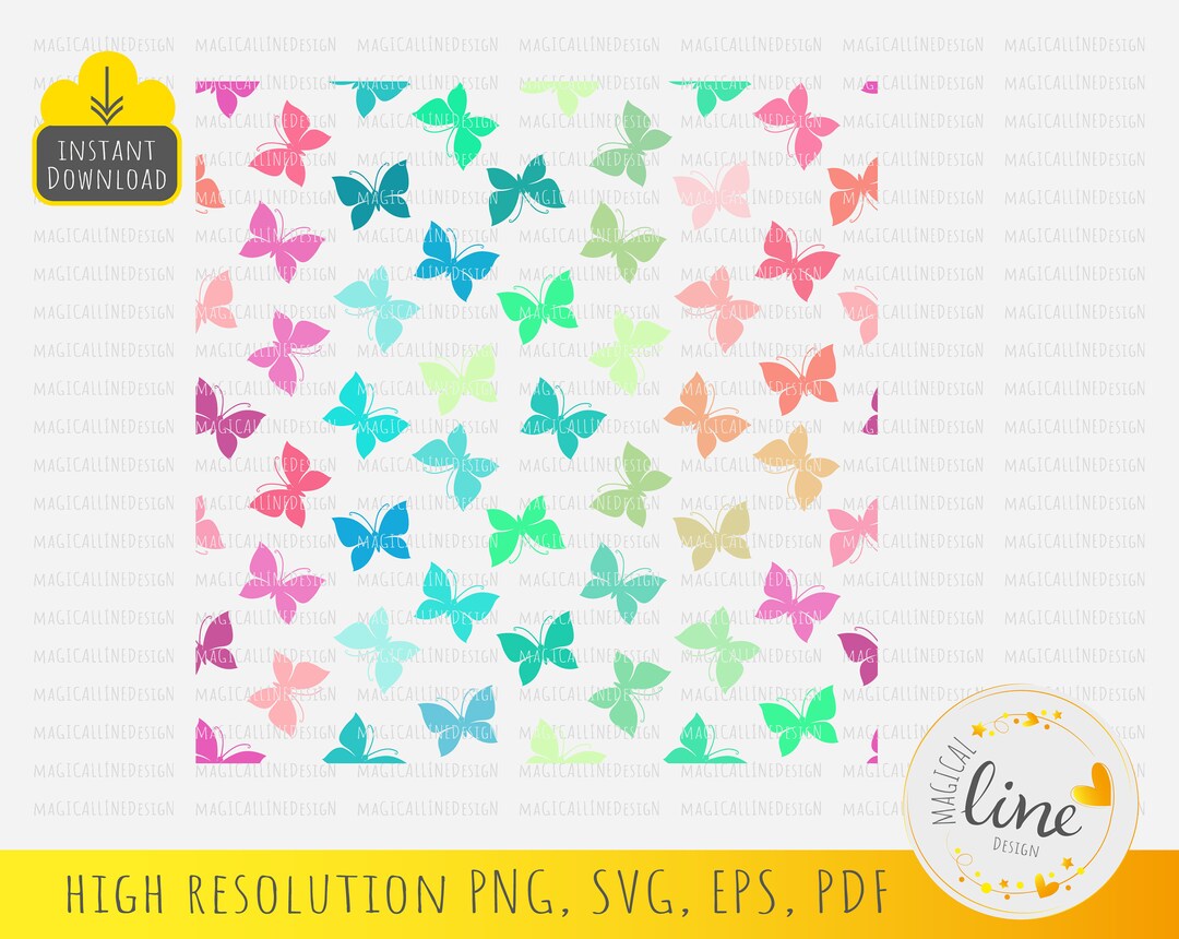 Fluttering Butterflies Pattern, Seamless Butterflies Svg, Rainbow ...