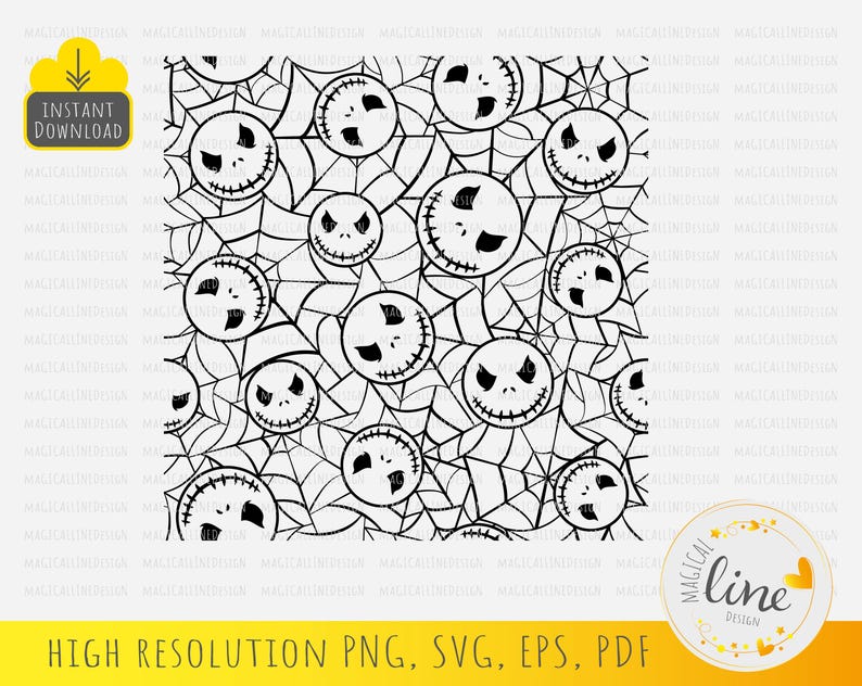 Jack and Spider Web Pattern, Seamless Pattern Svg, Halloween Eps ...