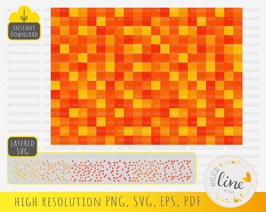Orange Pixel Svg, Seamless Pixel Pattern, Orange Background Eps, Orange ...