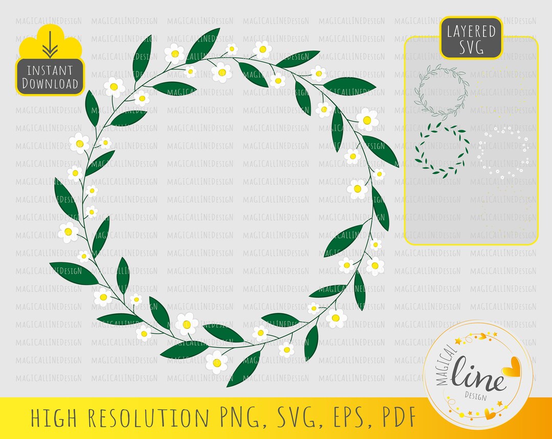 Spring Wreath Svg, Daisy Wreath Svg, Hello Spring Eps, Flowers Frame ...