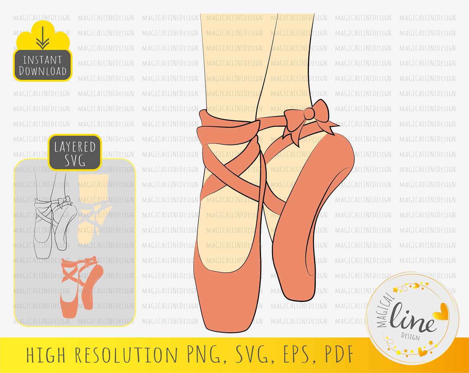 Ballet Shoes With Bow Svg, on Pointe Png, Ballerina Slippers Clipart ...