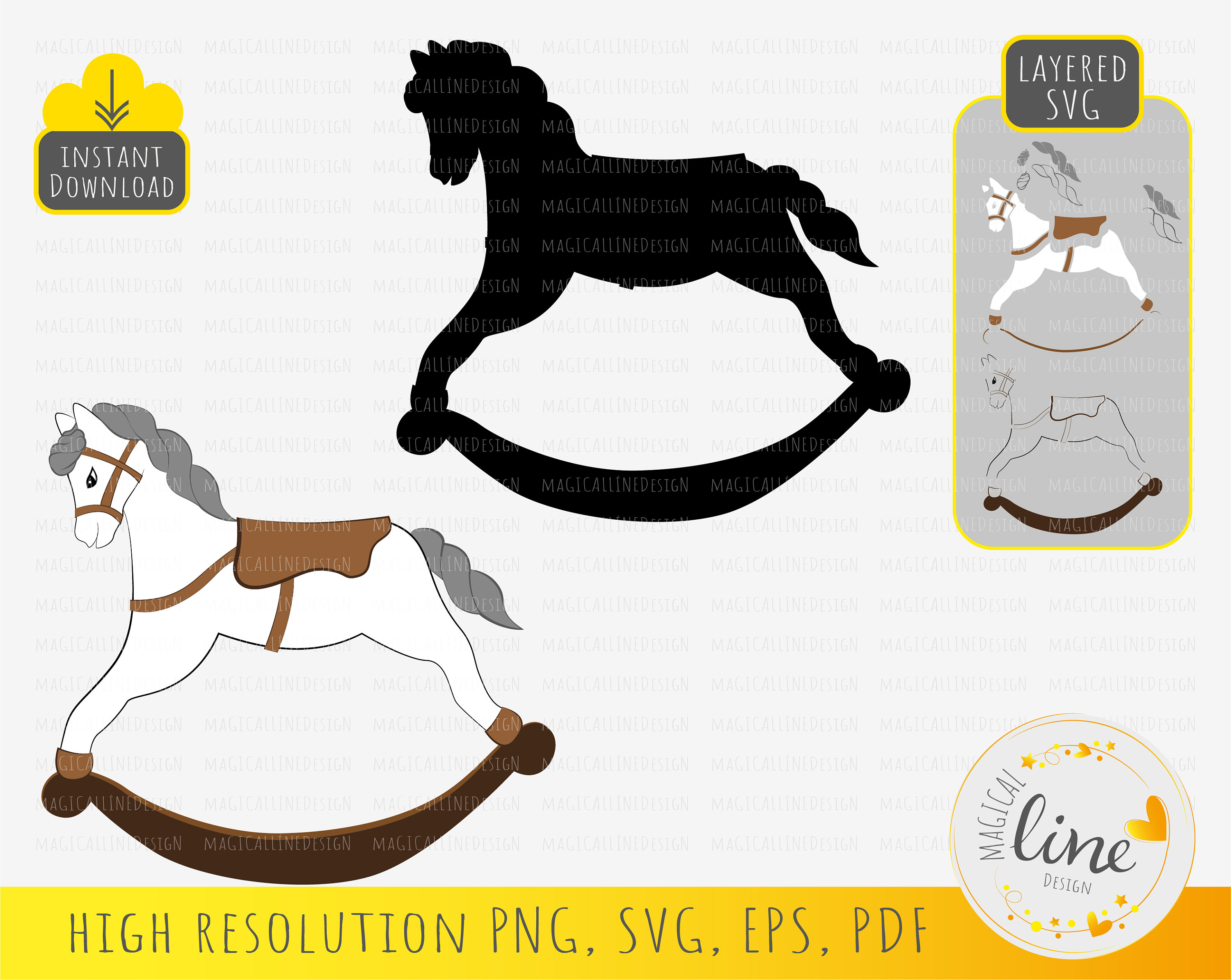 Rocking Horse Svg Cute Toy Horse Clipart Wooden Horse - Etsy