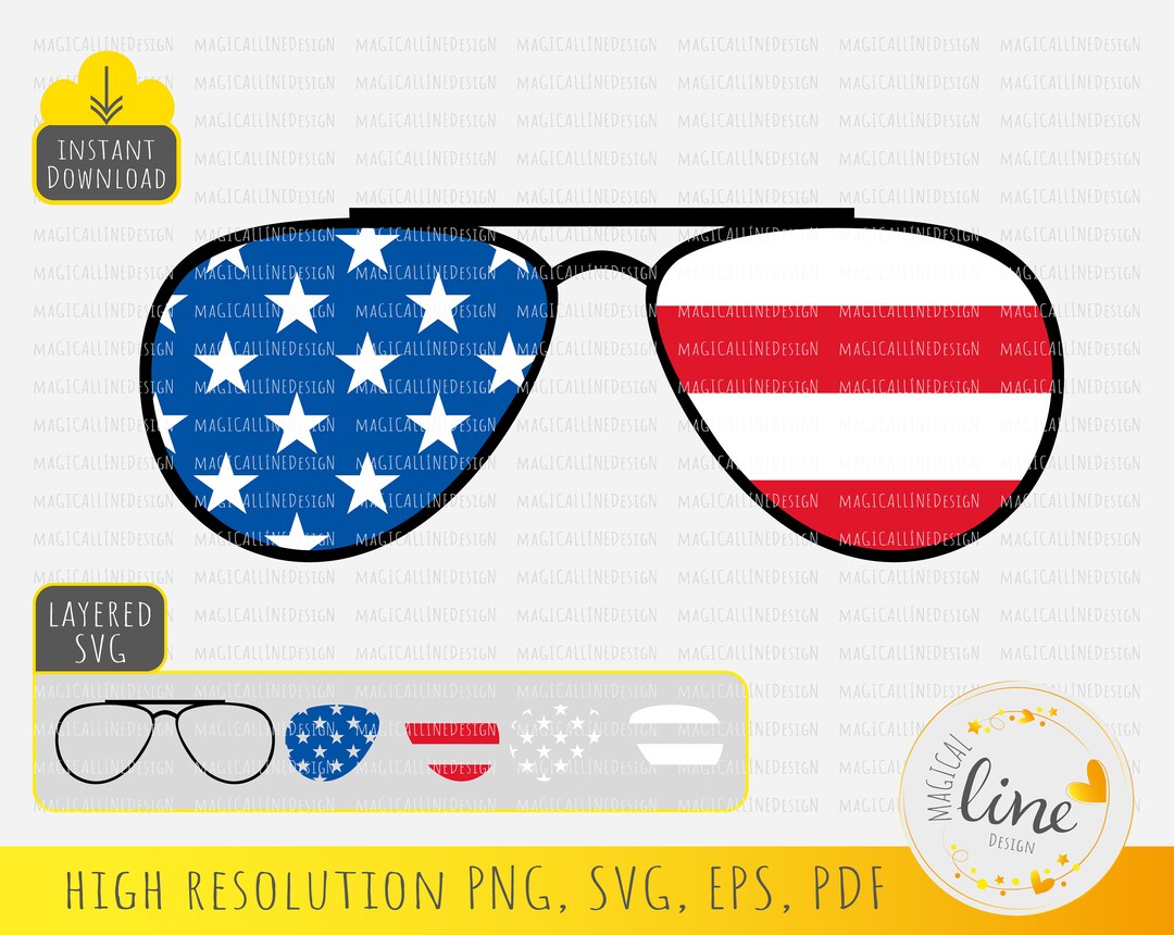 American Flag Sunglasses Svg, 4th of July Vector, Independence Day Svg ...
