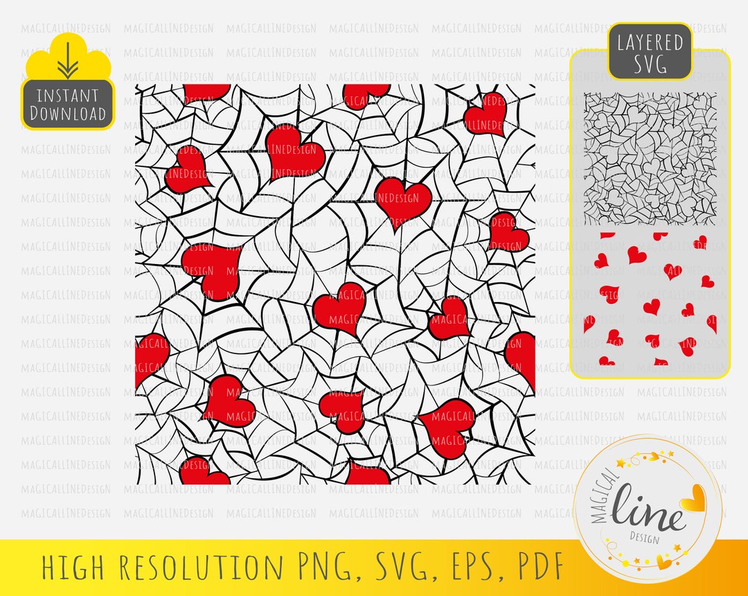 Heart Spiderweb Seamless Pattern, Gothic Valentine's Day (digital ...