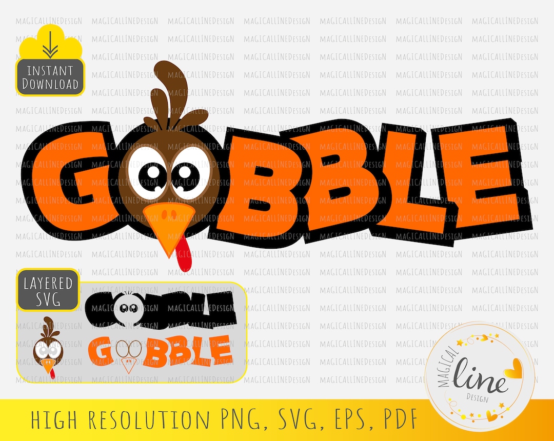 Gobble Svg, Gobble Turkey Svg, Turkey Face Clipart, Thanksgiving Turkey ...