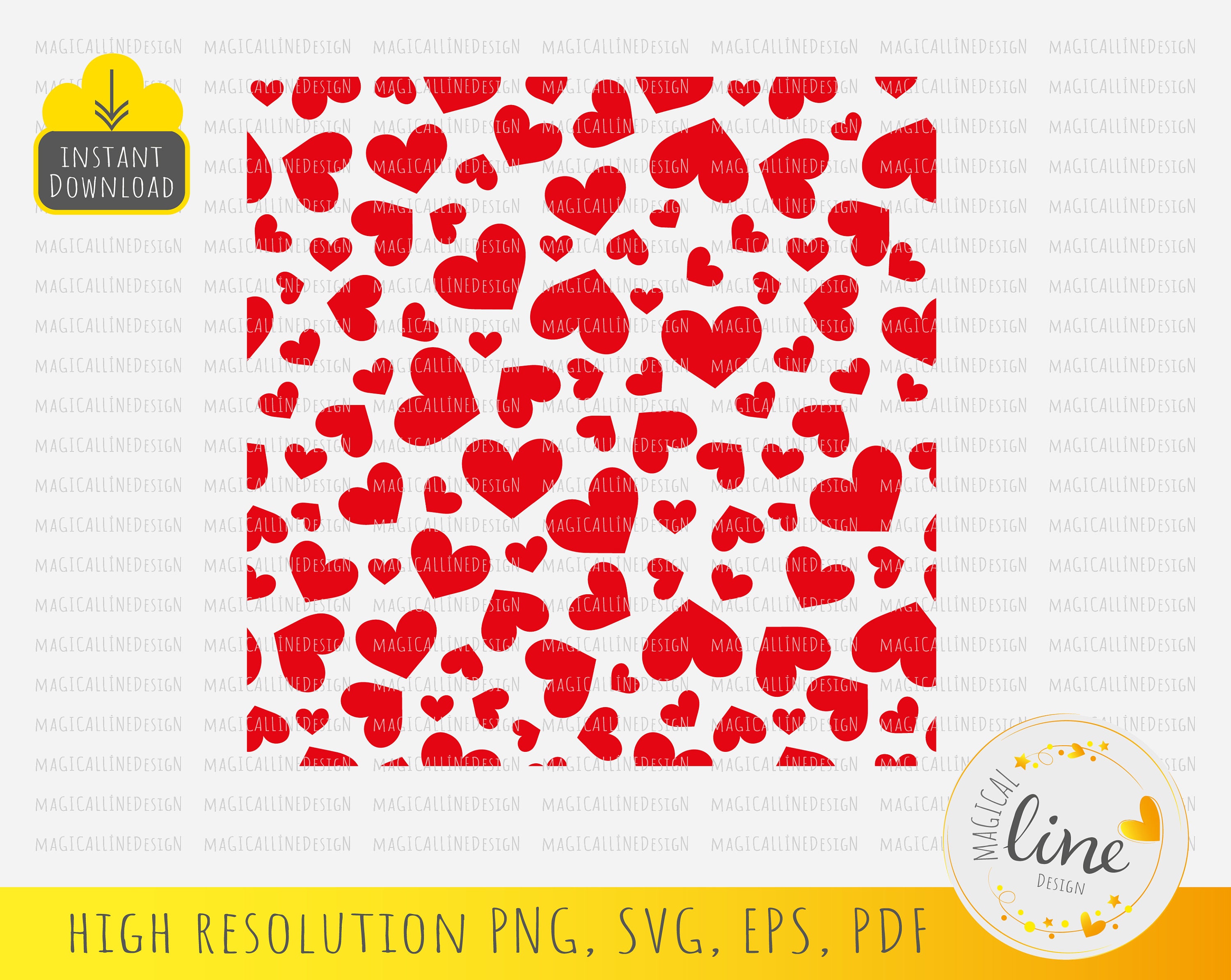 Hearts Pattern Svg, Seamless Pattern, Scatter Red Hearts Vector ...