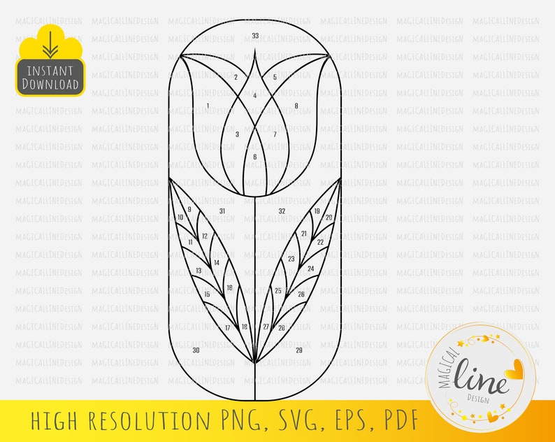 Tulip Stained Glass Pattern Tulip Suncatcher Floral Stained - Etsy