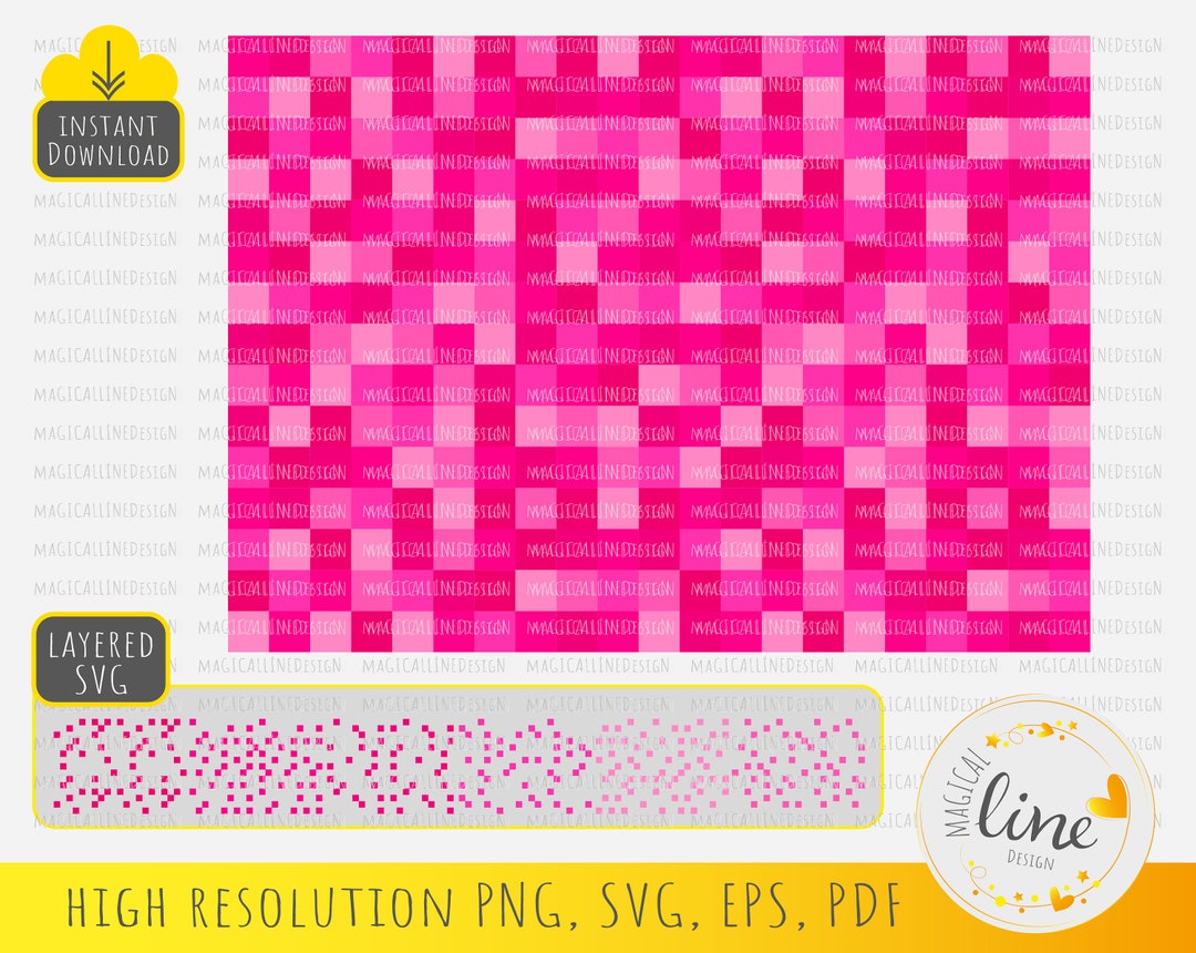 Pink Pixel Svg, Seamless Pixel Pattern, Pink Background Eps, Valentine ...