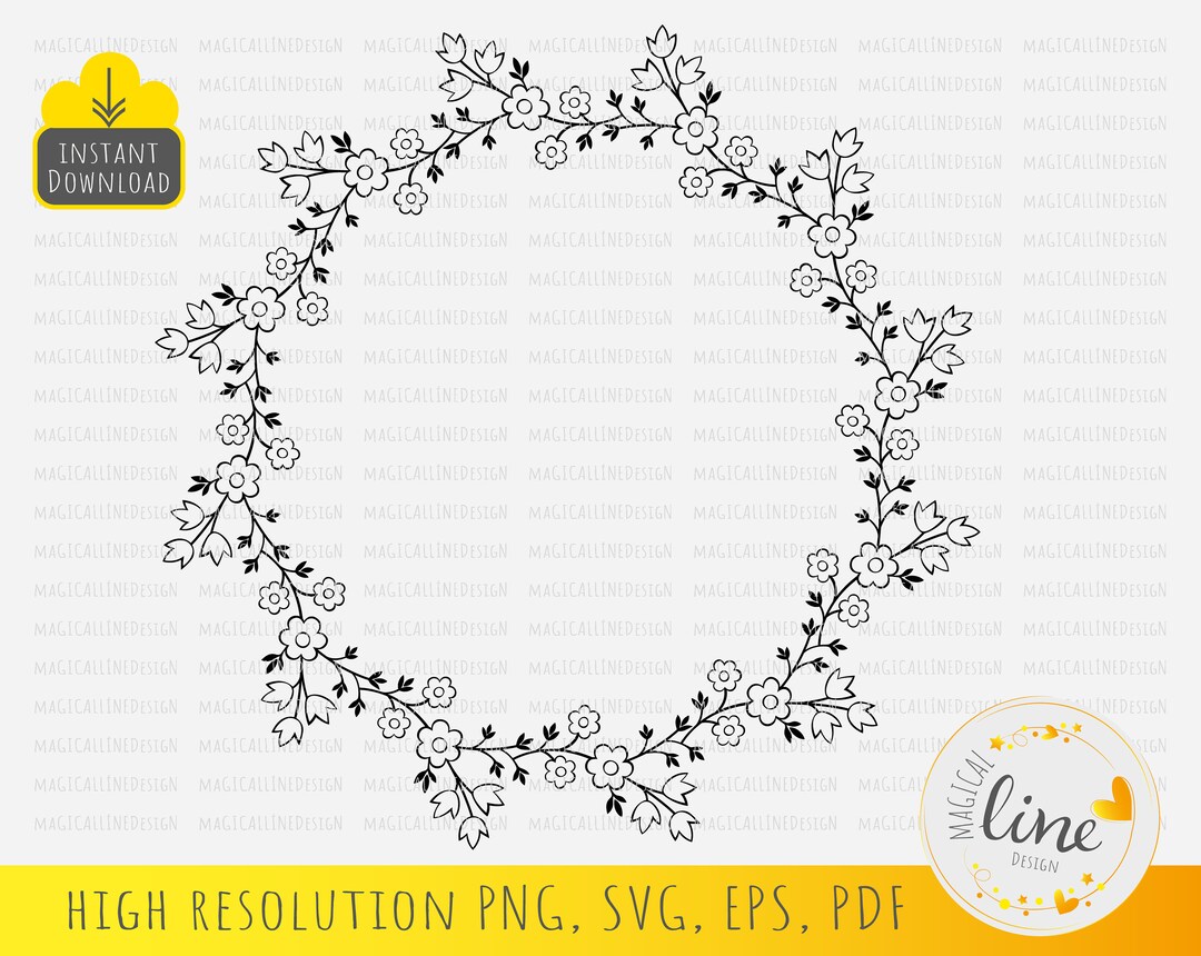 Botanical Wreath #2 Svg, Floral Wreath Eps, Wildflower Wreath Svg ...
